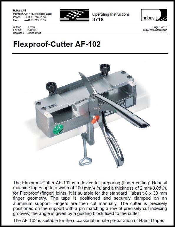 AF102 - Habasit Fexproof Finger Cutter 100mm (8 x 30mm fingers ...
